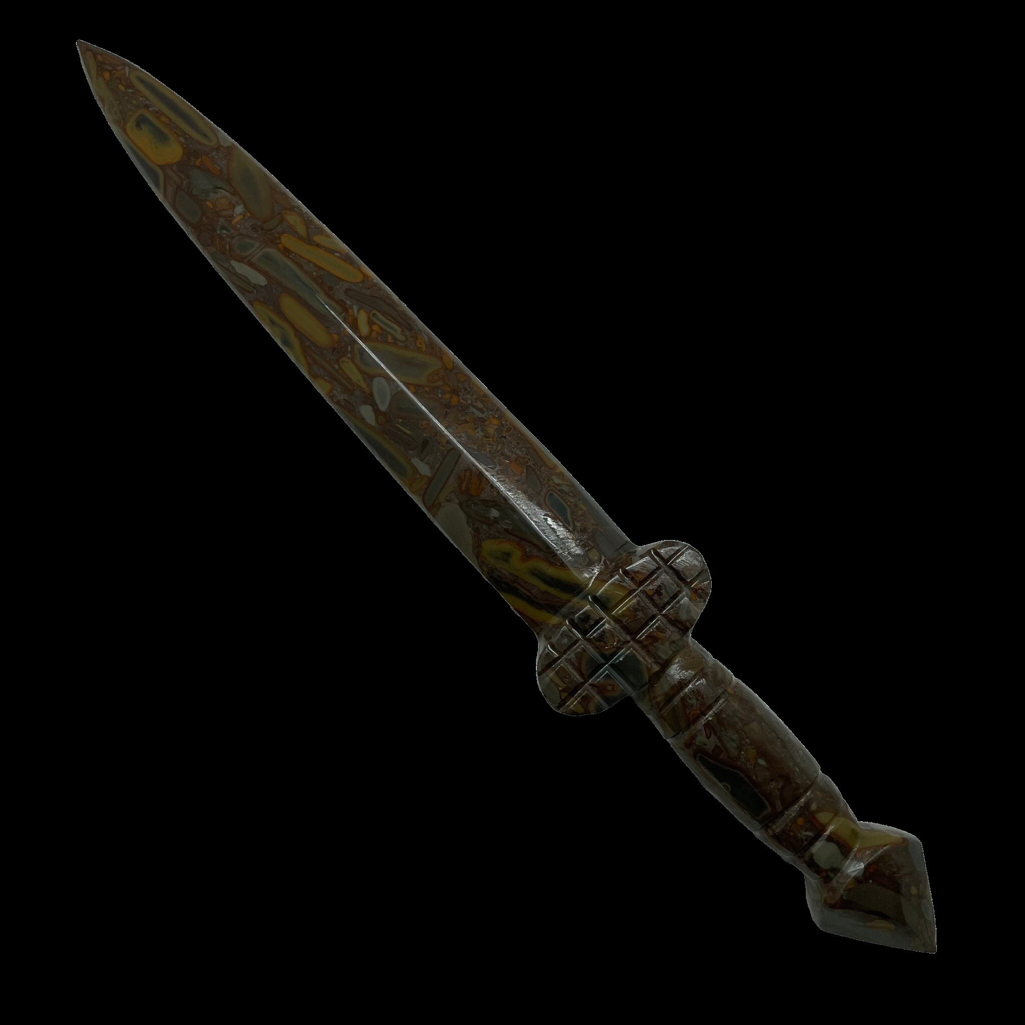 18 Inch Bamboo Jasper Carved Dagger – Handmade Statement Crystal Knife ...
