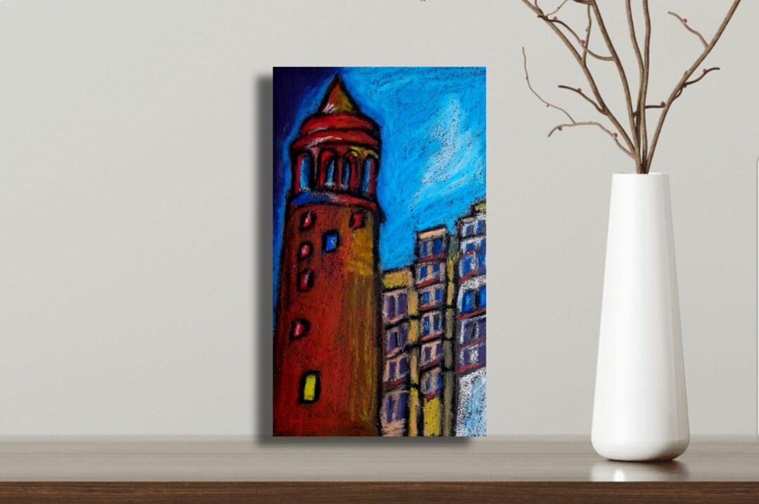 Istanbul Drawing Galata Tower Original Art Travel Artwork - Etsy