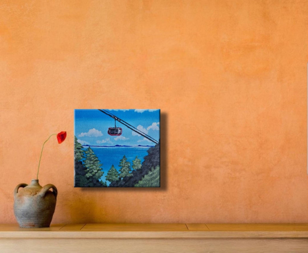 Cable Car Painting Nature Landscape Original Art Travel Wall - Etsy