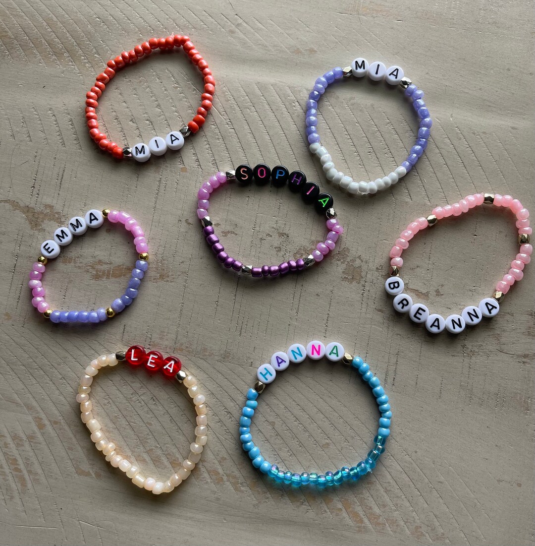 Personalized Stretchy Beaded Kids Name Bracelets, Also Can Be ...