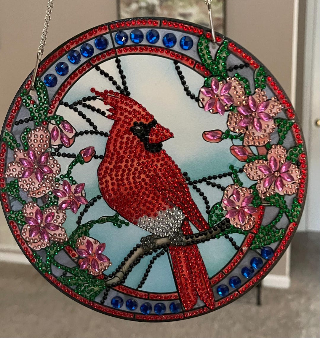 Cardinal Sun Catcher Finished Product Diamond Art Painting Window Decor ...