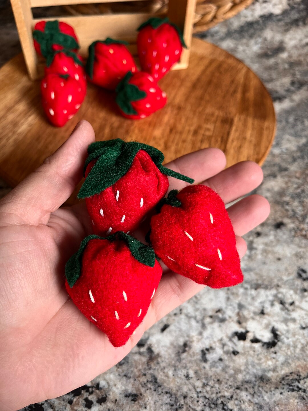 Felt Strawberries, Felt Fruit, Felt Play Food, Pretend Play Food, Fake ...