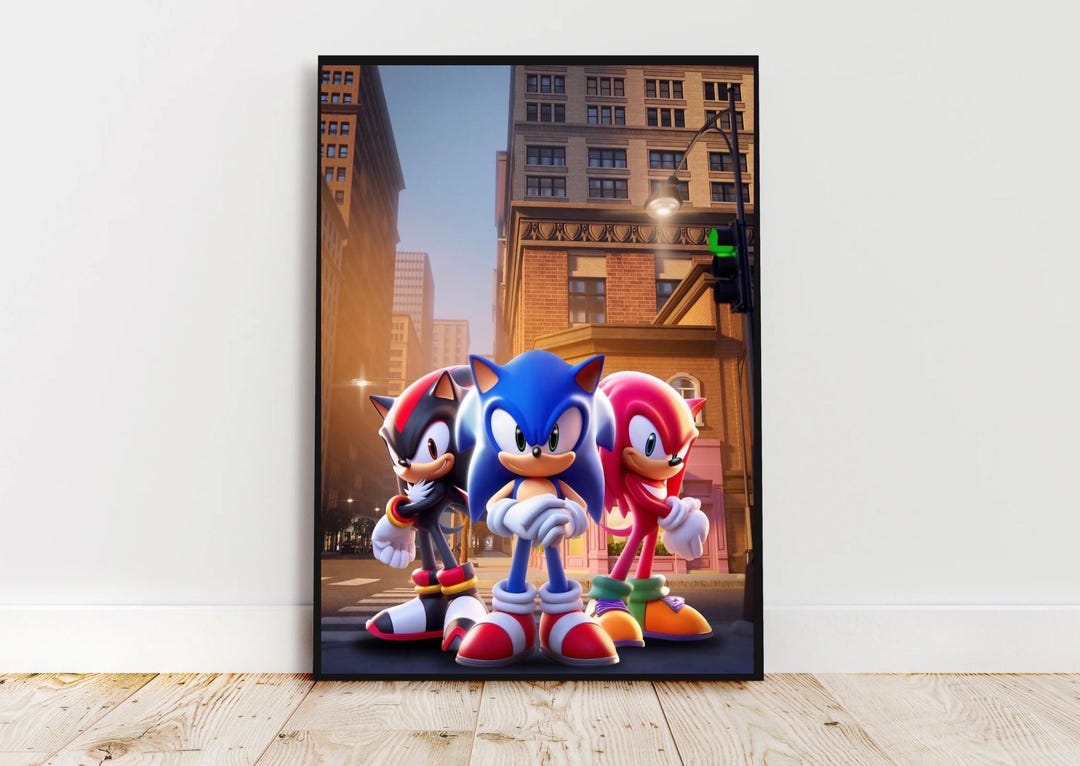 Sonic Shadow and Knuckles Print | Sonic Art | Shadow Art | Knuckles ...