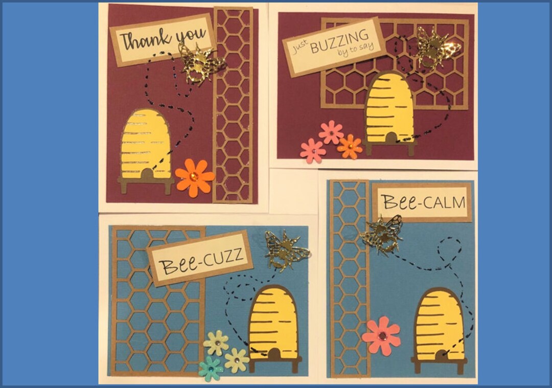 Handmade Bee Card Kit: Encouragement Cards, Set of 4, Free Card Kit - Etsy