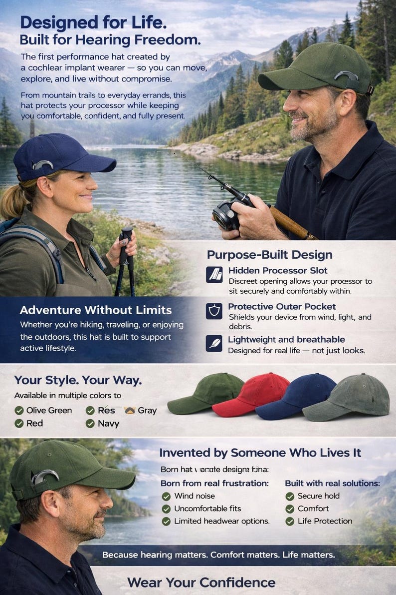 Cochlear Implant Accessories – BTE Friendly Baseball Cap With Secure ...