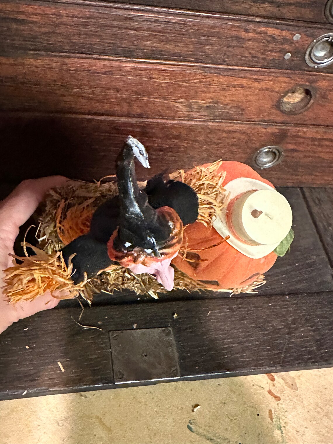 Vintage Halloween Decor Tabletop Witch JOL Pumpkin Hay Bale Unique Rare ...