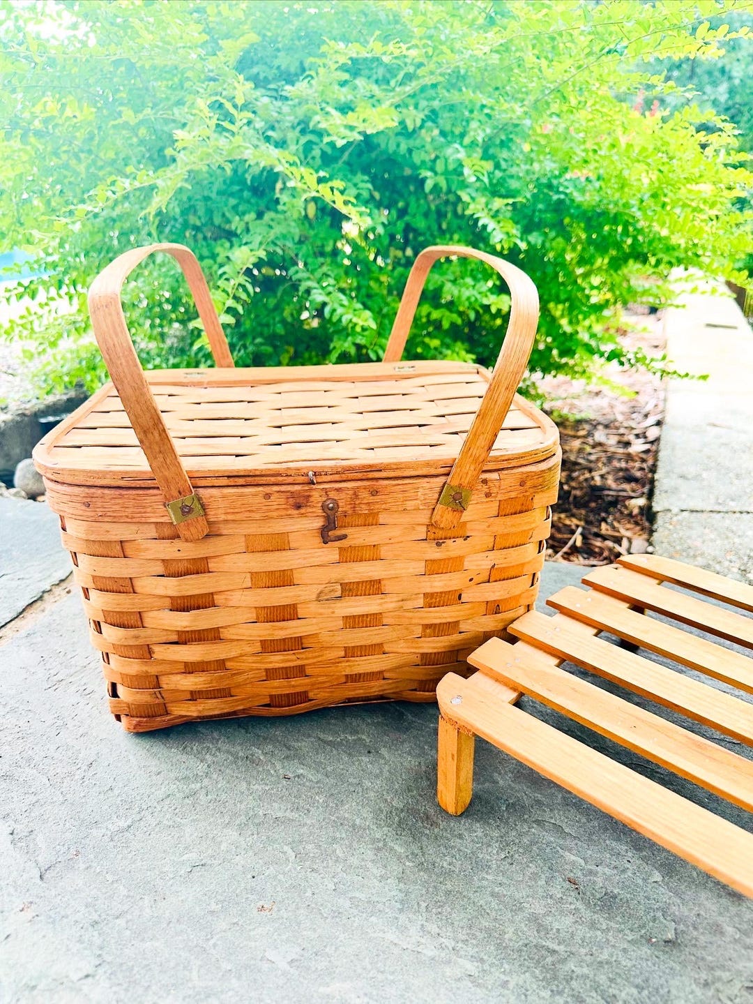 Vintage Pie Taker Wicker Picnic Basket Hamper West Rindge NH With Pie ...