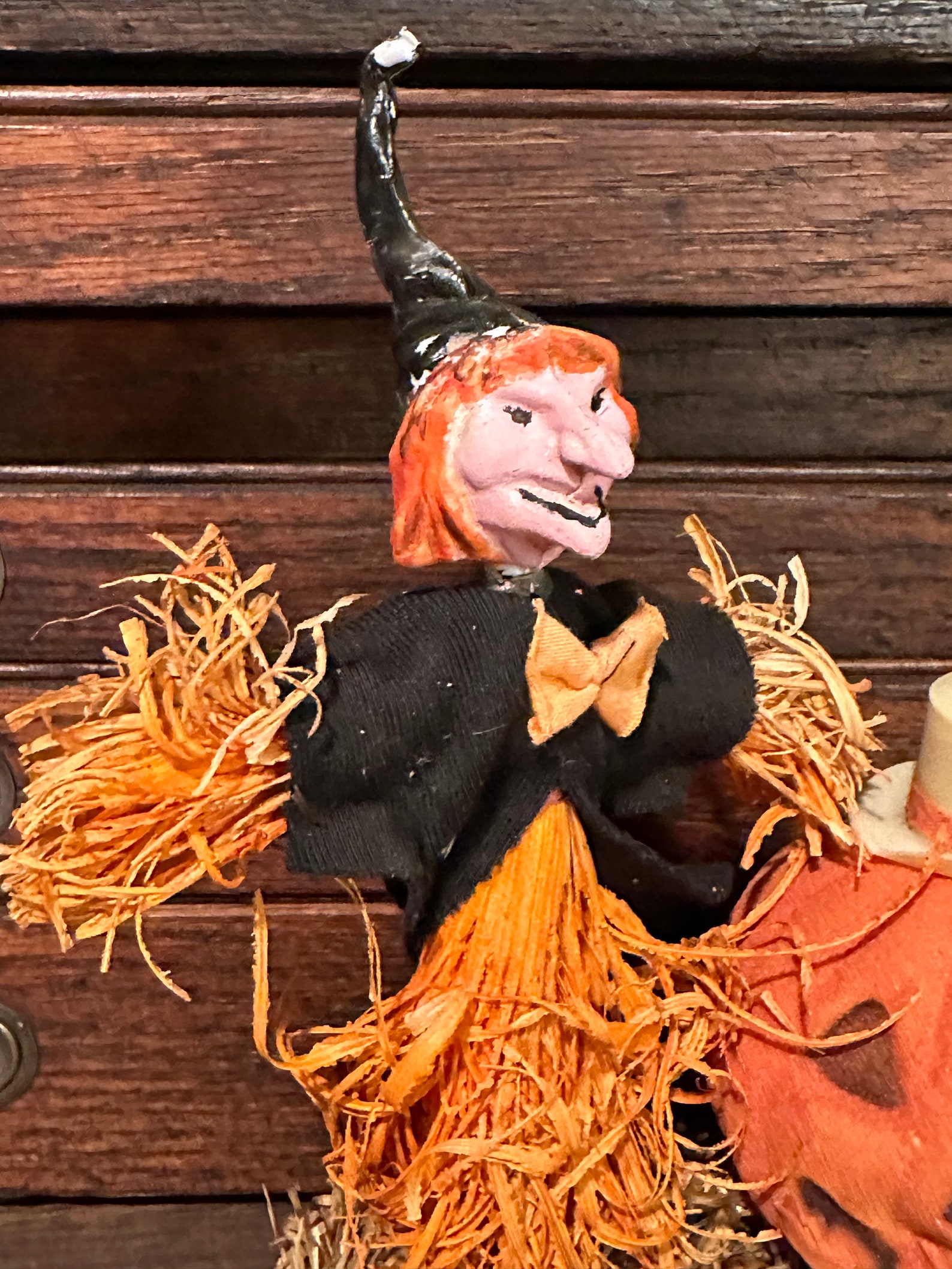 Vintage Halloween Decor Tabletop Witch JOL Pumpkin Hay Bale Unique Rare ...