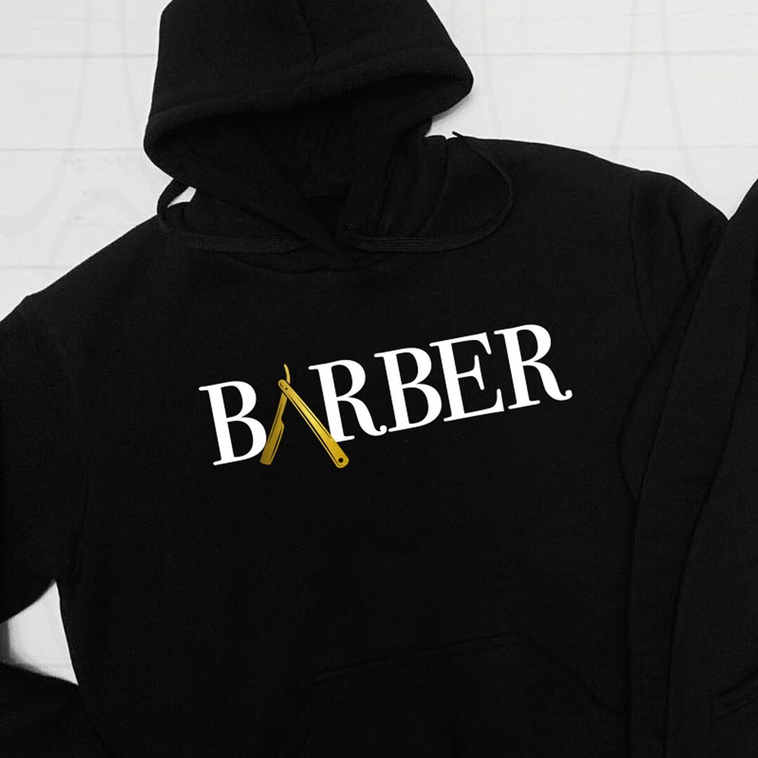 BARBER HOODIE Gold Razor Cosmetology Present - Gift Black Pullover (S ...