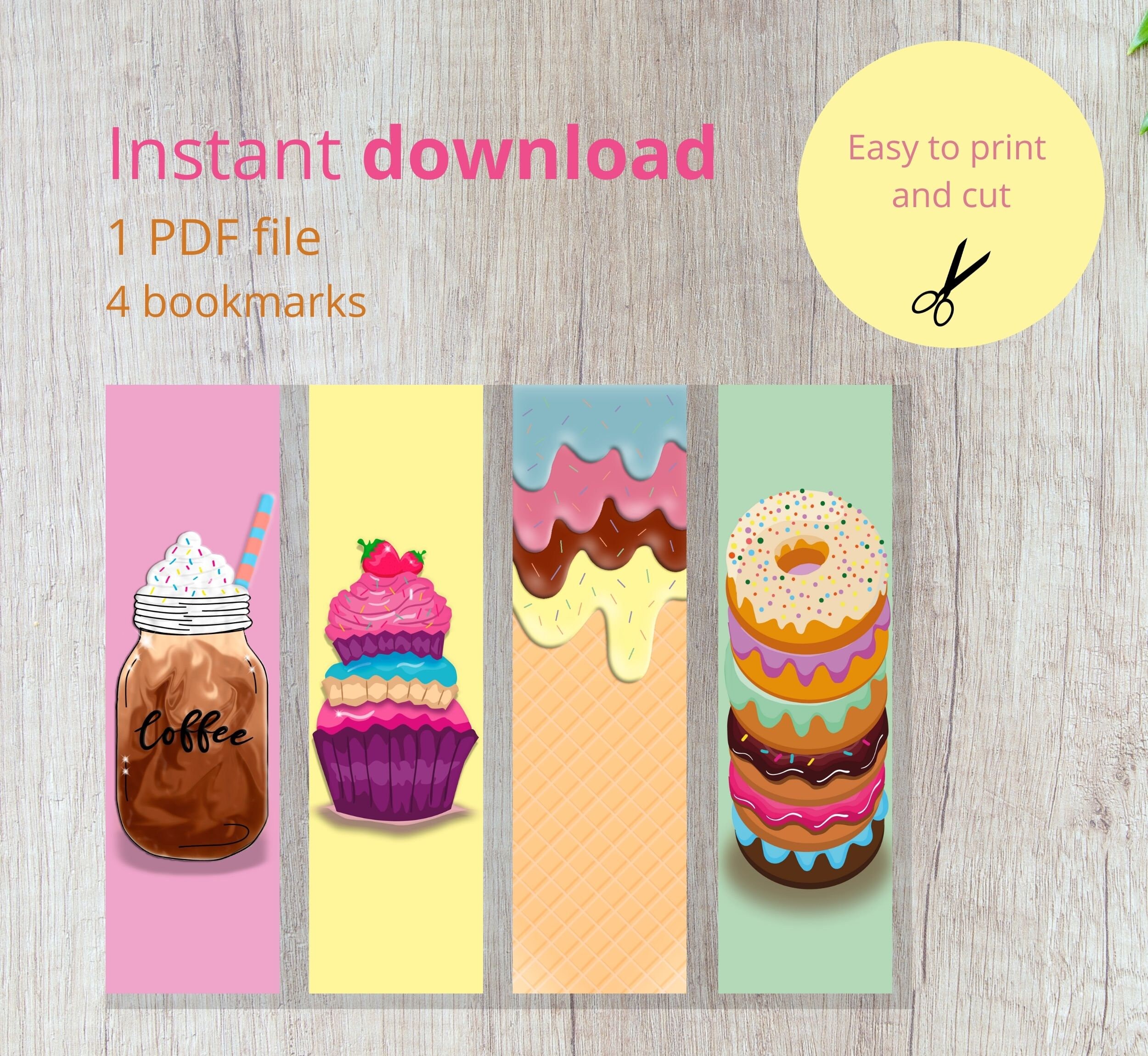 Printable Bookmarks, Sweet Bookmarks, Set of 4 Printable Bookmark ...
