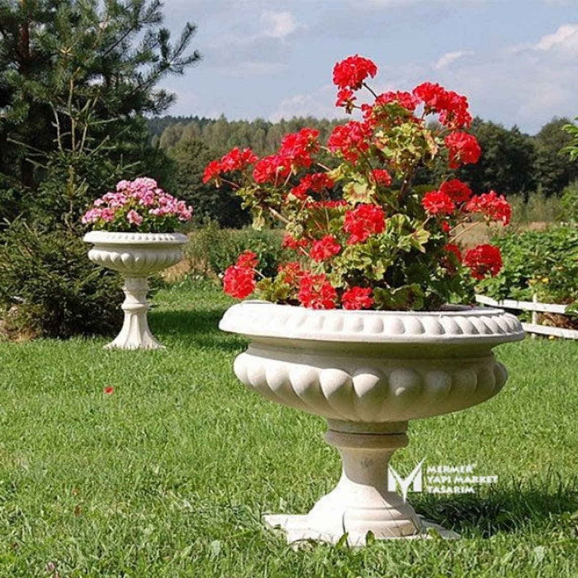 Limestone Melon Sliced Footed Roll Flower Pot Handcrafted, 100% Natural ...