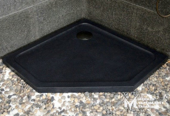 Basalt Black Triangle Edge Corner Shower Tray Handcrafted - Etsy