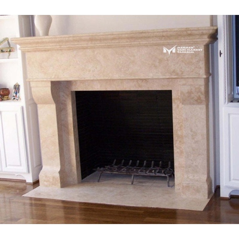 Travertine Honed Fireplace Handcrafted, 100% Natural Stone, Stilish ...