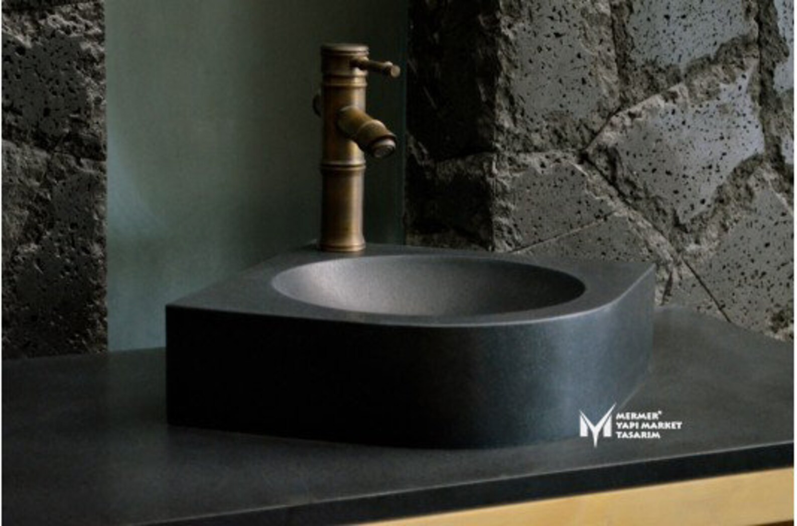 Basalt Black Cat Eye Washbasin-with Faucet Outlet Handcrafted, 100% ...