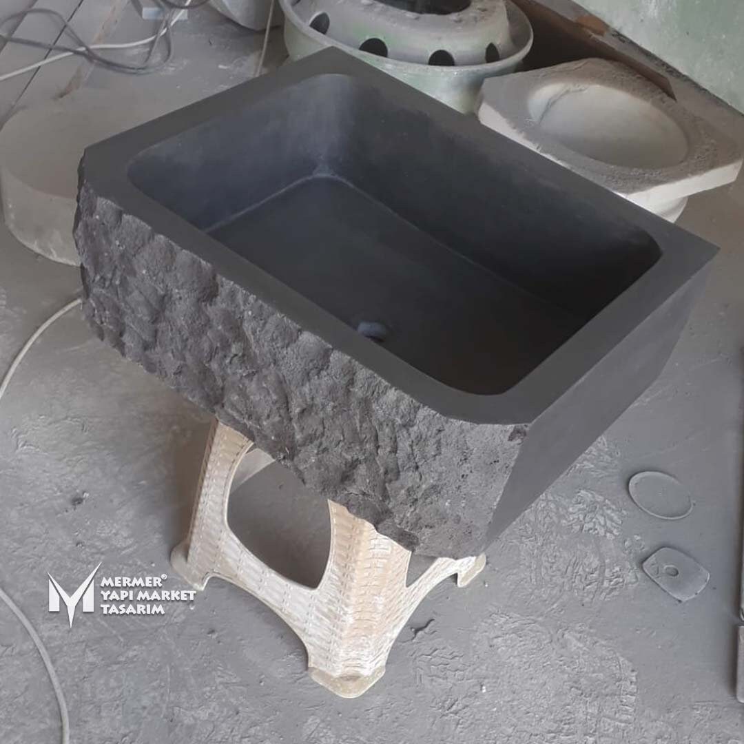 Basalt Design Split Face Kitchen Sink Handcrafted, 100% Natural Stone ...