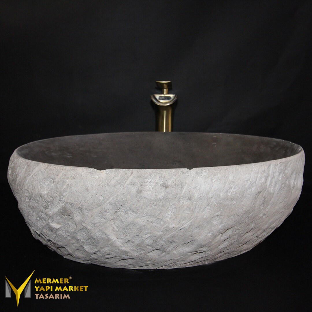Basalt Anthracite Stone Natural Design Wash Basin Handcrafted, 100% ...