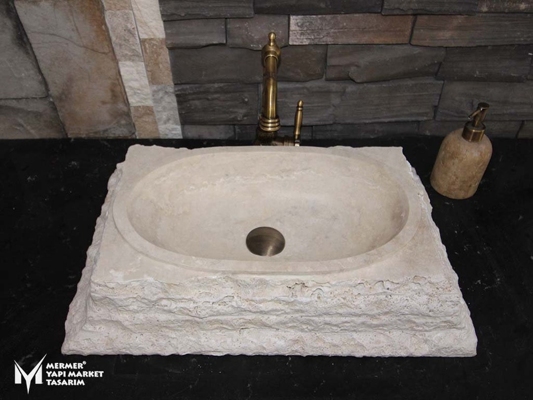 Travertine Ancient Roman Sink Handcrafted 100% Natural - Etsy