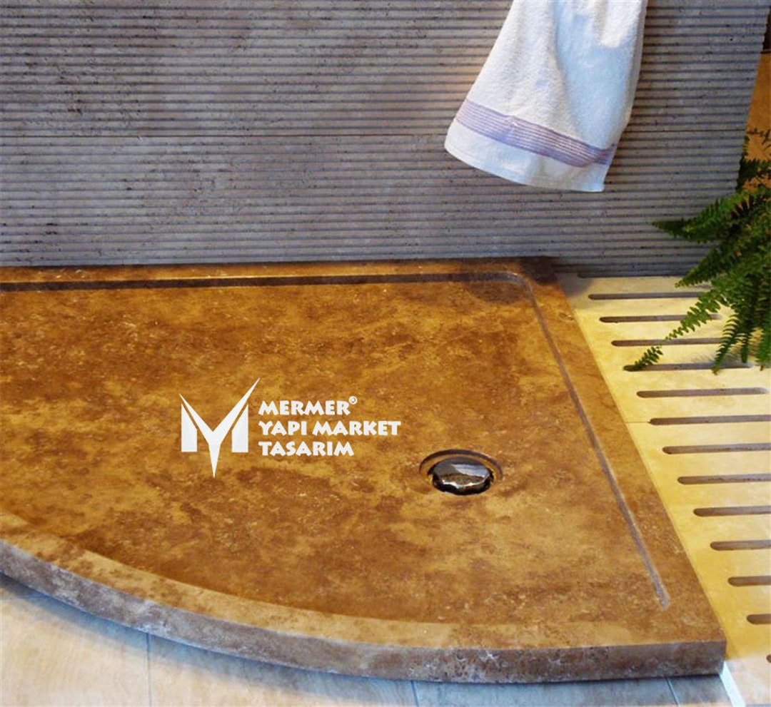 Noche Travertine Oval Edge Shower Tray Handcrafted, 100% Natural Stone ...