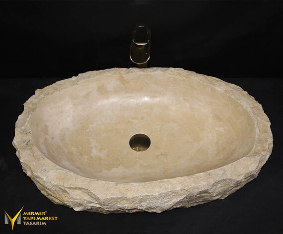 Travertine Boat Design Stone Sink Handcrafted 100% Natural - Etsy