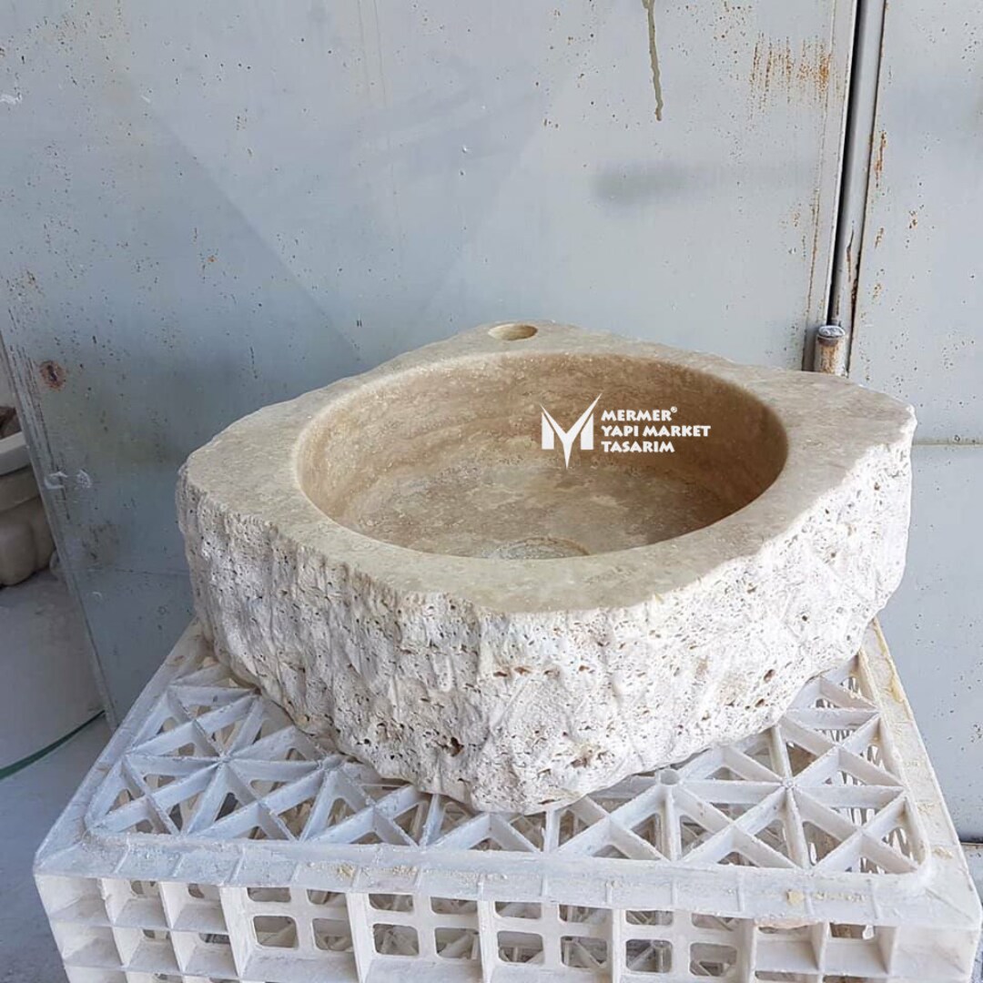 Travertine Stump Design Sink-with Faucet Outlet Handcrafted - Etsy