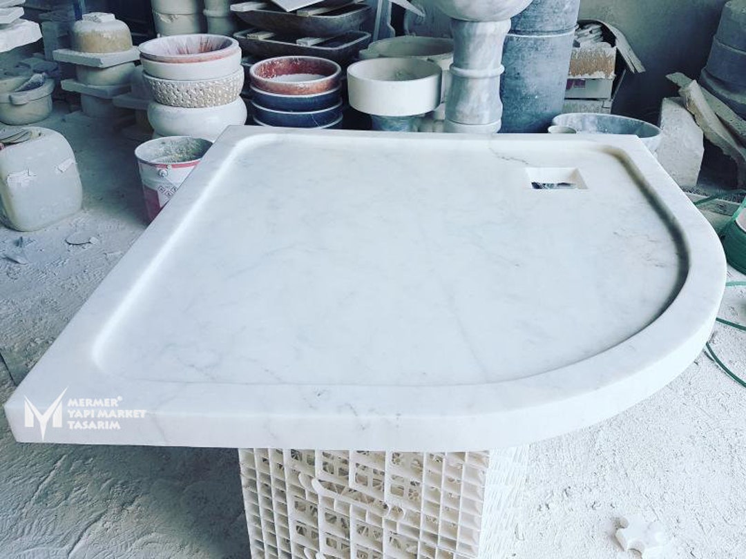 White Marble Oval Design Shower Tray Handcrafted, 100% Natural Stone ...