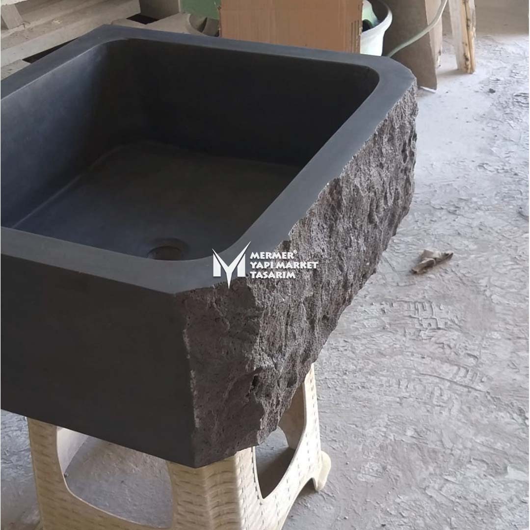 Basalt Design Split Face Kitchen Sink Handcrafted, 100% Natural Stone ...
