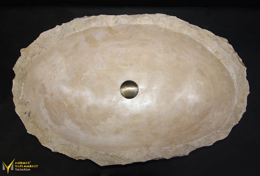 Travertine Boat Design Stone Sink Handcrafted, 100% Natural Stone ...