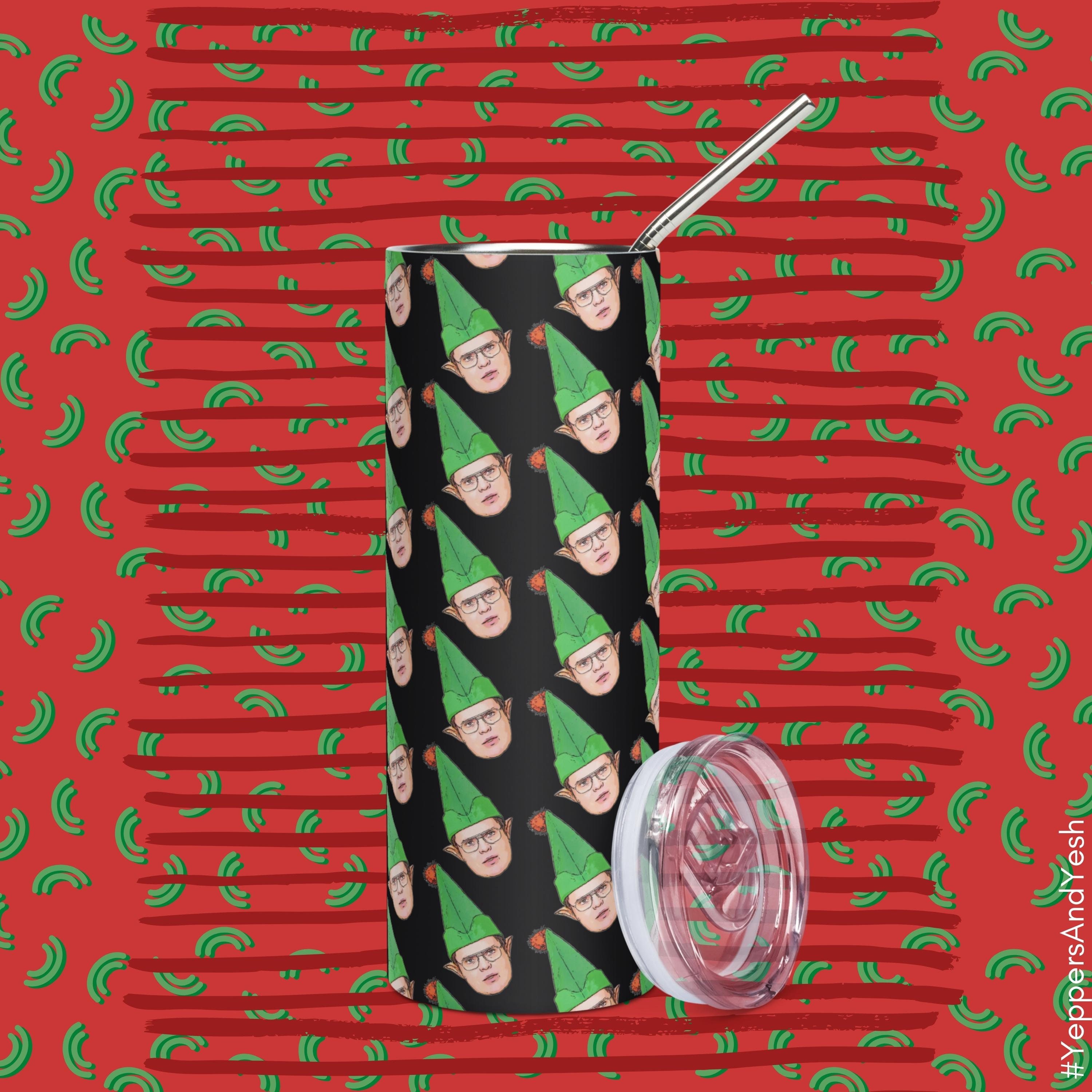 Elf Dwight Schrute Black Stainless Steel Tumbler With Straw - Etsy