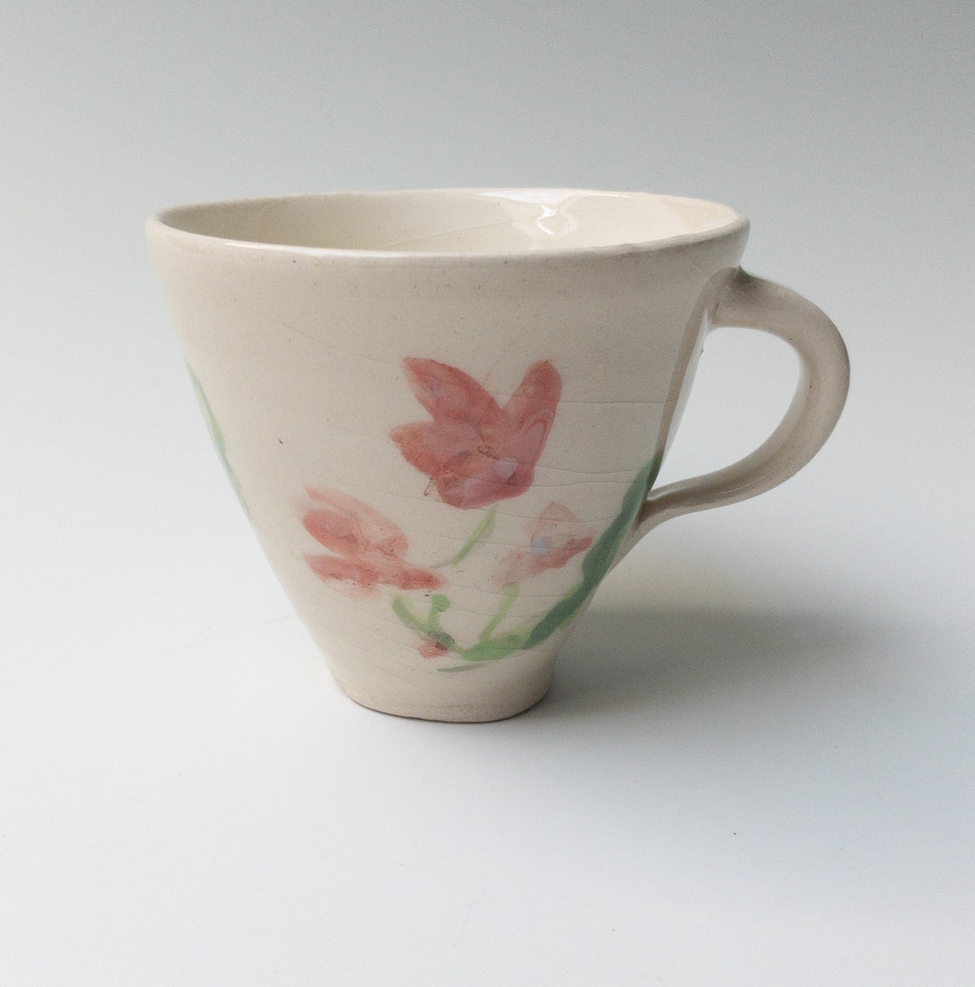 Expresso Coffee Cup With Pink Flowers, Handmade Ceramic Cup - Etsy