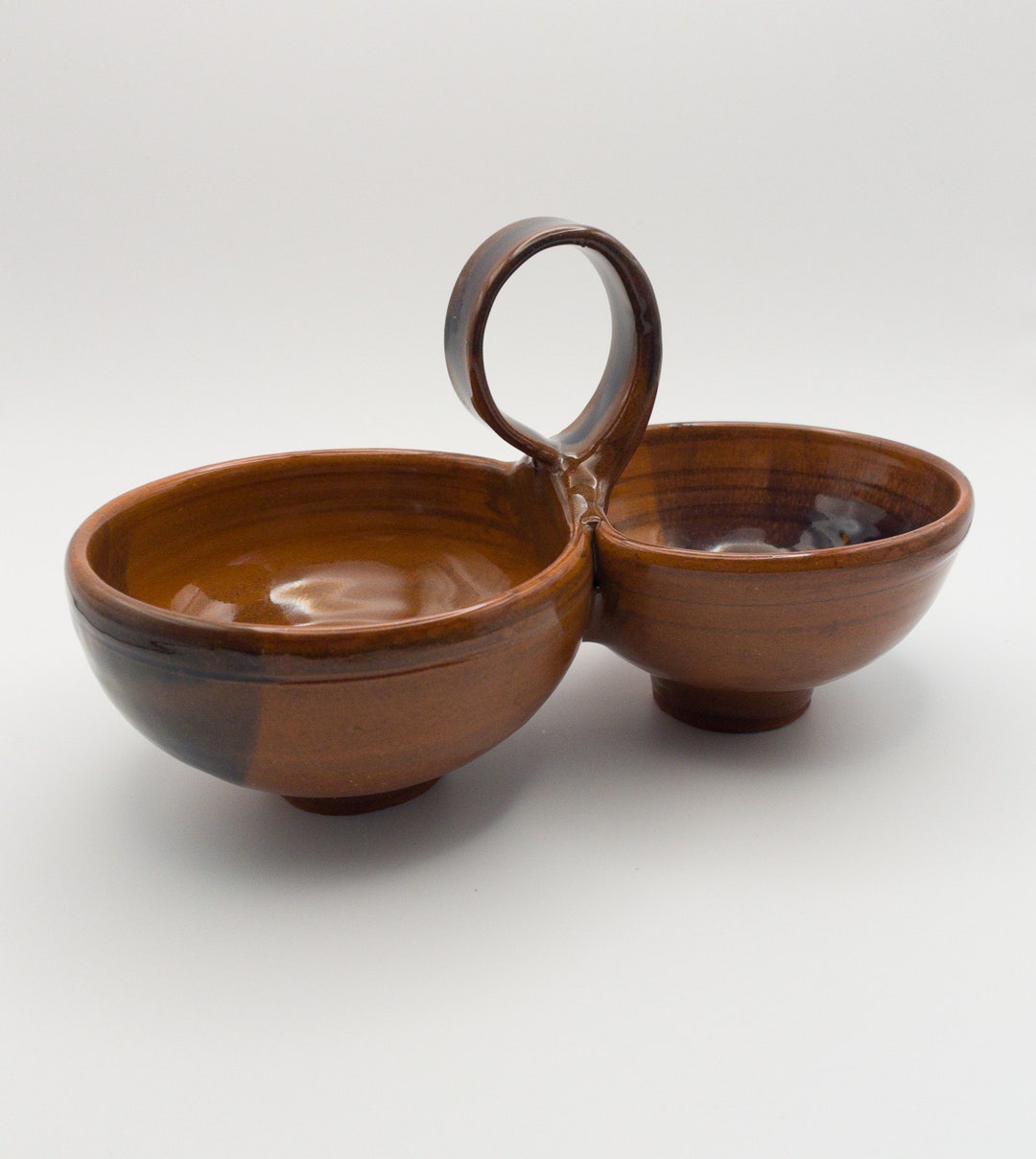Ceramic Double Bowl, Handmade Connected Serving Chips and Dip Bowl - Etsy