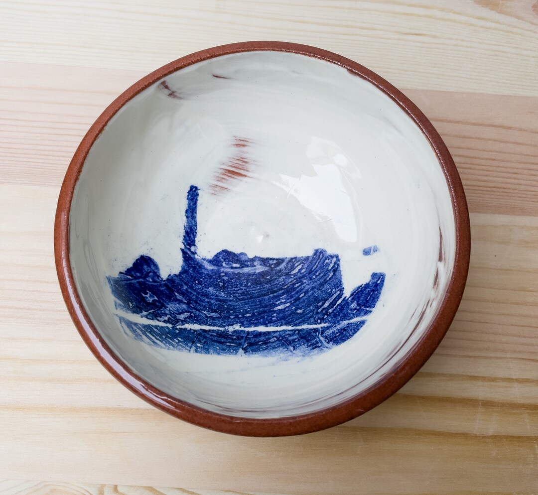 Tiny Handmade Ceramic Bowl With Blue Landscape (enschede, Netherlands ...