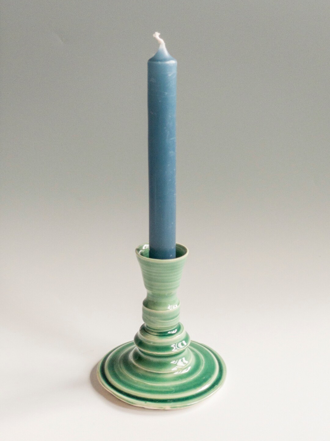 Green Ceramic Candlestick Holder, Handmade Candle Holder - Etsy