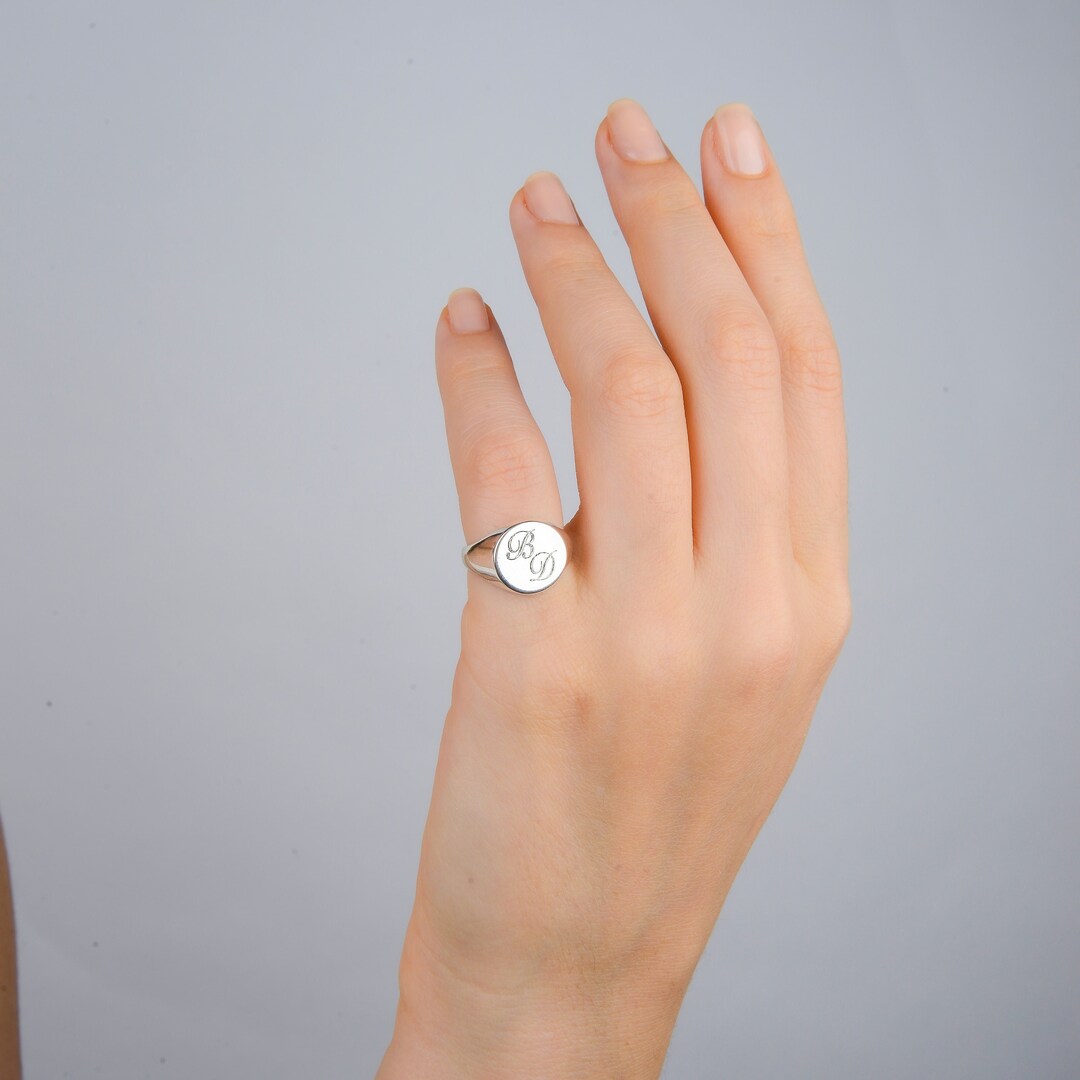 Custom Duo Initials Ring-initial Engraved Signet Ring-couple Signet ...