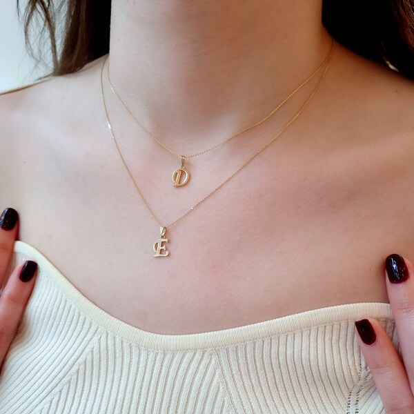 Gold Initial Pendant - Etsy