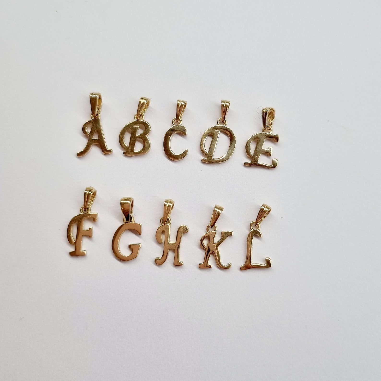 14k Solid Gold Initial Pendant-personalized Letter Necklace-cursive Letter Necklace-initial ...