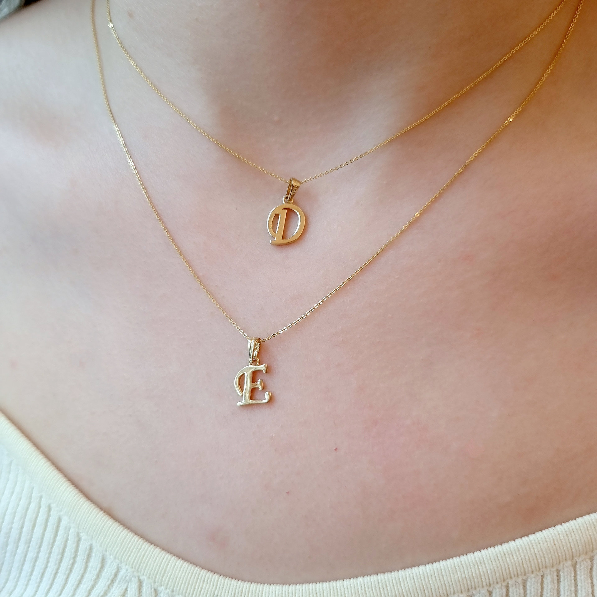 14k Solid Gold Initial Pendant-personalized Letter Necklace-cursive ...