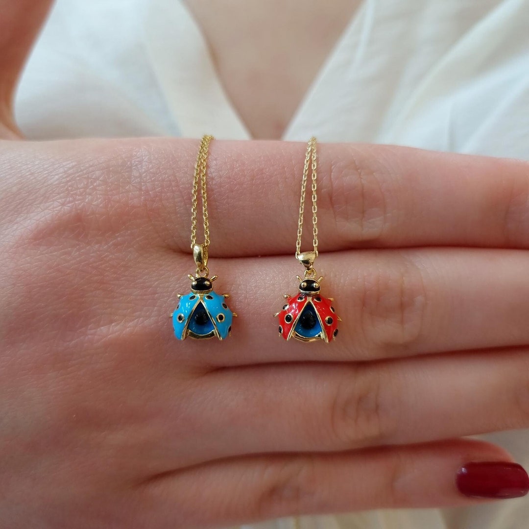 Ladybug Dainty Gold Necklace, Good Luck Necklace, Lady Bug Jewelry ...