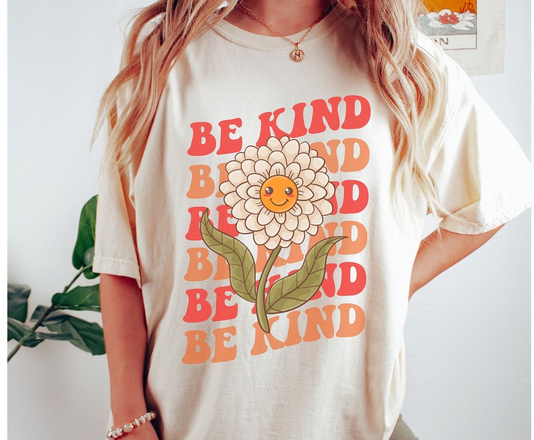 Be Kind Retro Flower Tshirt Wavy Groovy Tee Boho Kindness Shirt ...