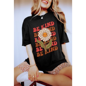 Be Kind Retro Flower Tshirt Wavy Groovy Tee Boho Kindness Shirt ...