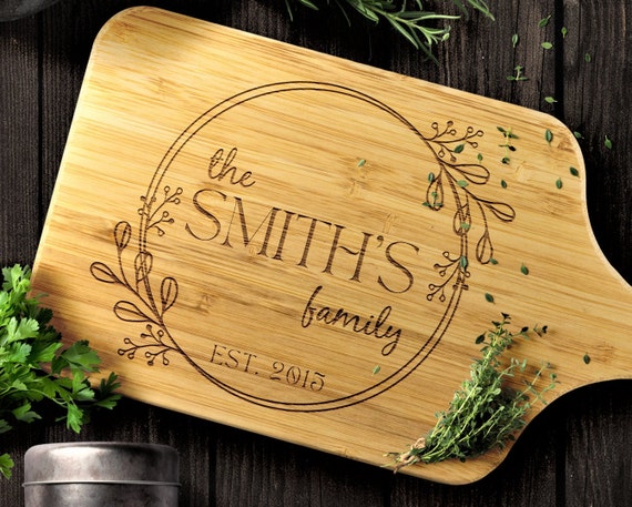 Home & Living Home Organic Bamboo Wood Cutting Board Laser Etched ...