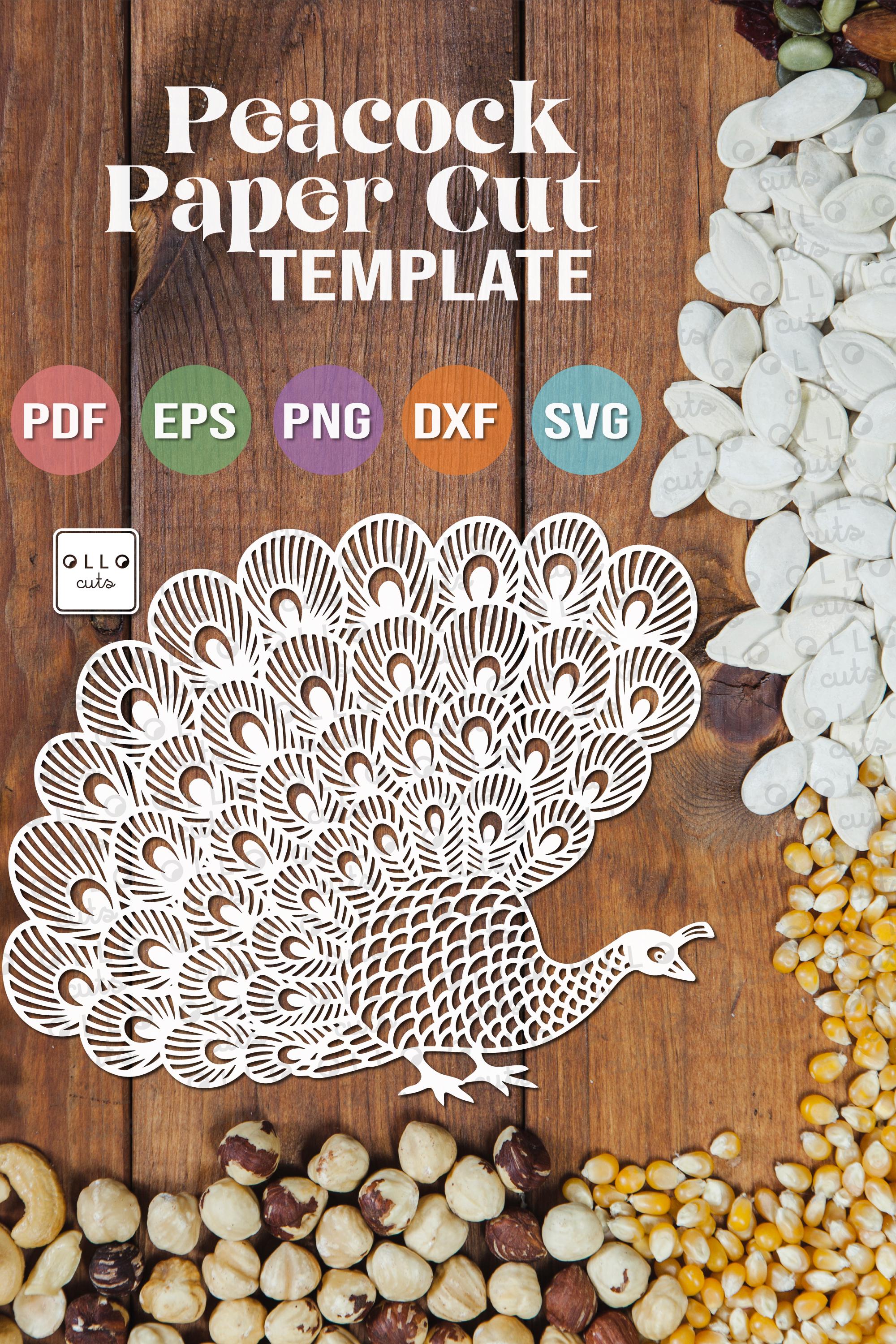 Peacock SVG Paper Cut | Elegant Feathered Peacock | Single-piece Vector ...