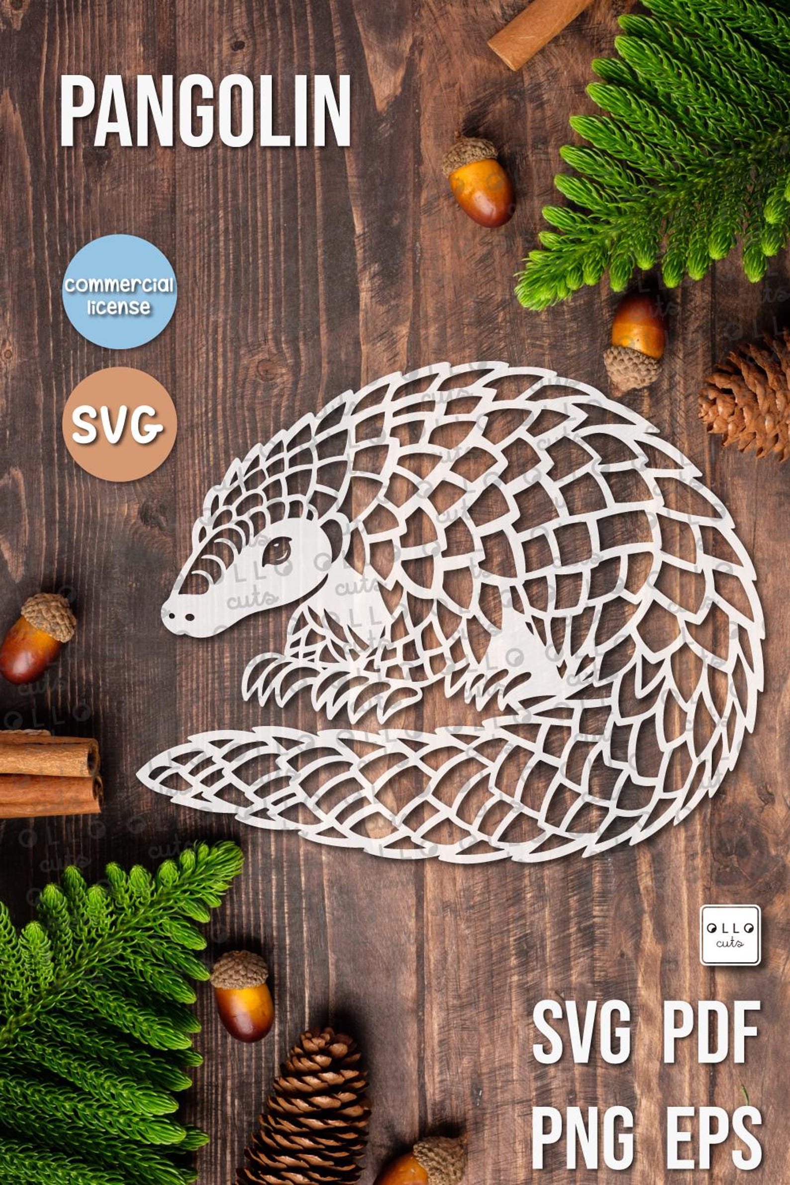Pangolin Paper Cutting Template: Hand-drawn Animal SVG (commercial ...