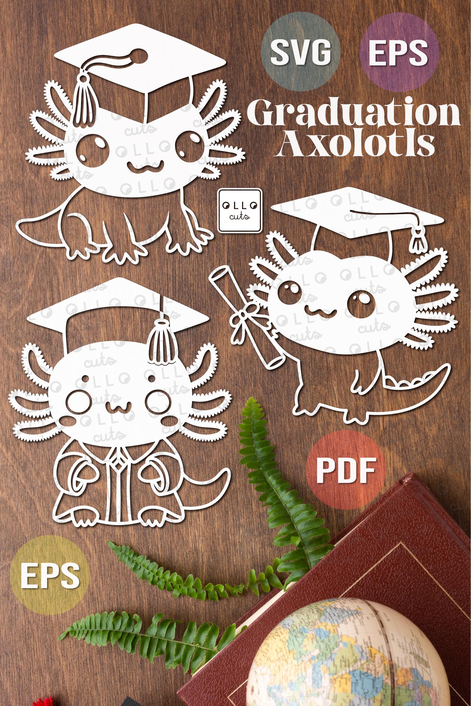 Axolotl Graduation SVG Bundle – 3x Axolotls With Grad Caps | Paper ...