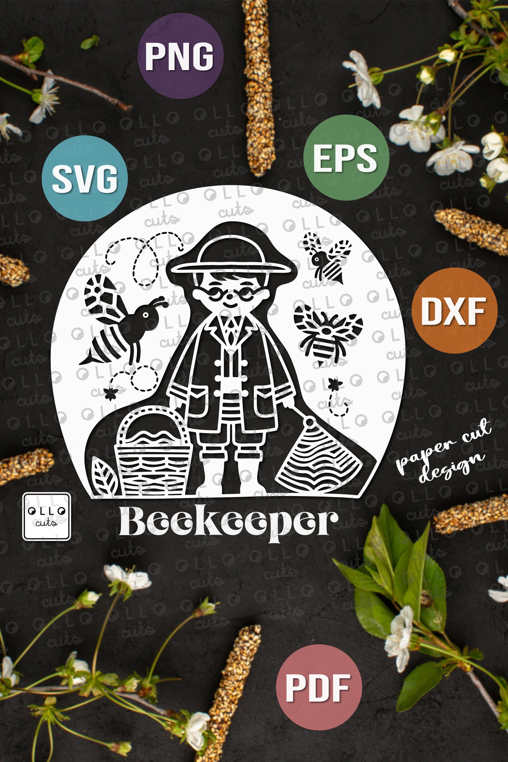 Beekeeper SVG Cut File – Paper Cut Style Vector, Beekeeper With Bees ...
