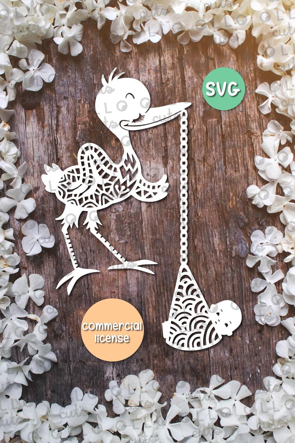8 Stork SVG Bundle - Designs for Cricut & Paper Cutting. Baby Shower ...