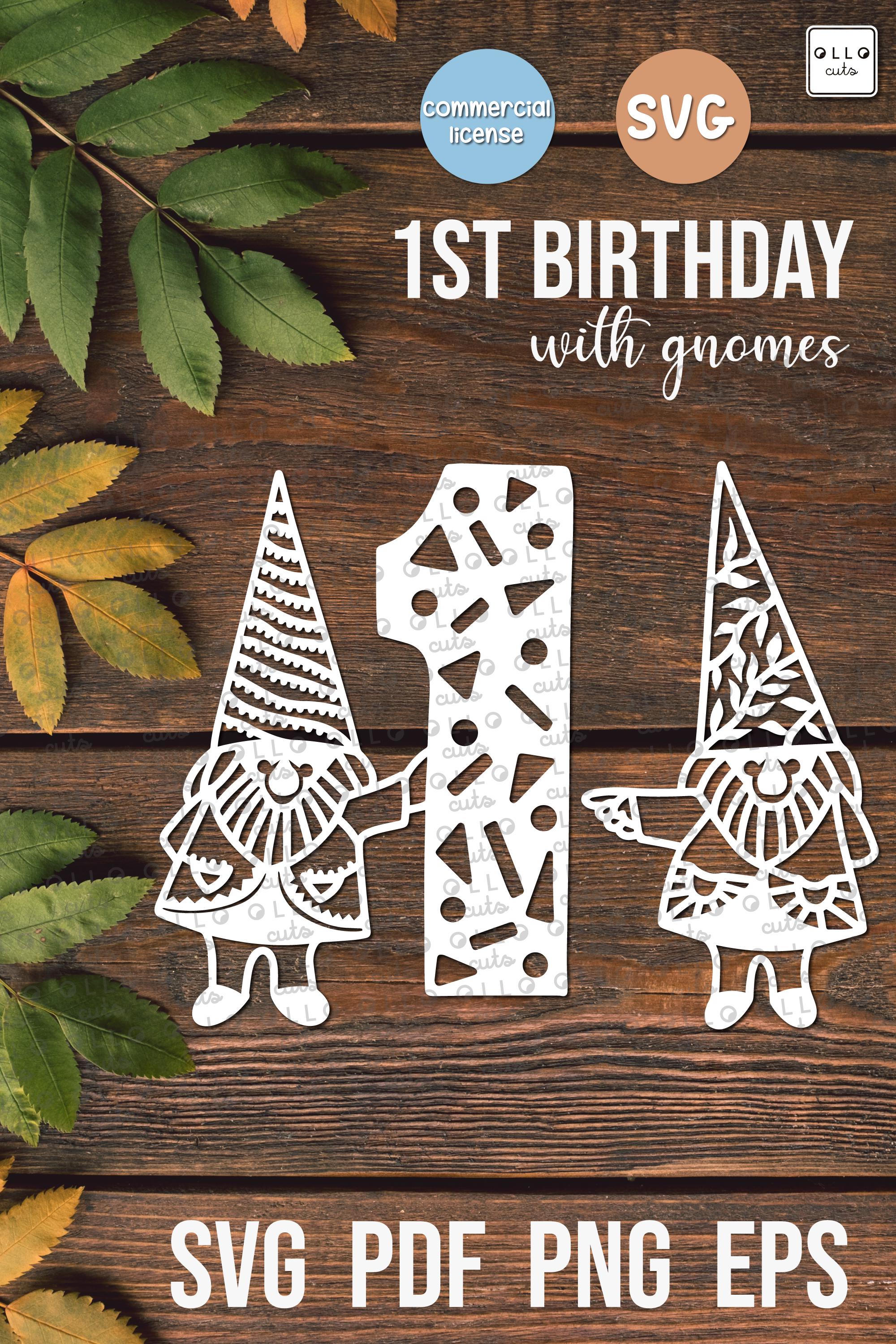 Gnome Numbers 1-10 SVG Bundle: Kids Birthday Paper Cutting Design ...