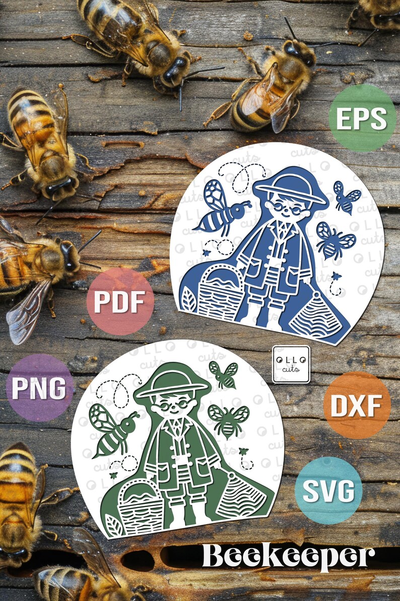 Beekeeper SVG Cut File – Paper Cut Style Vector, Beekeeper With Bees ...
