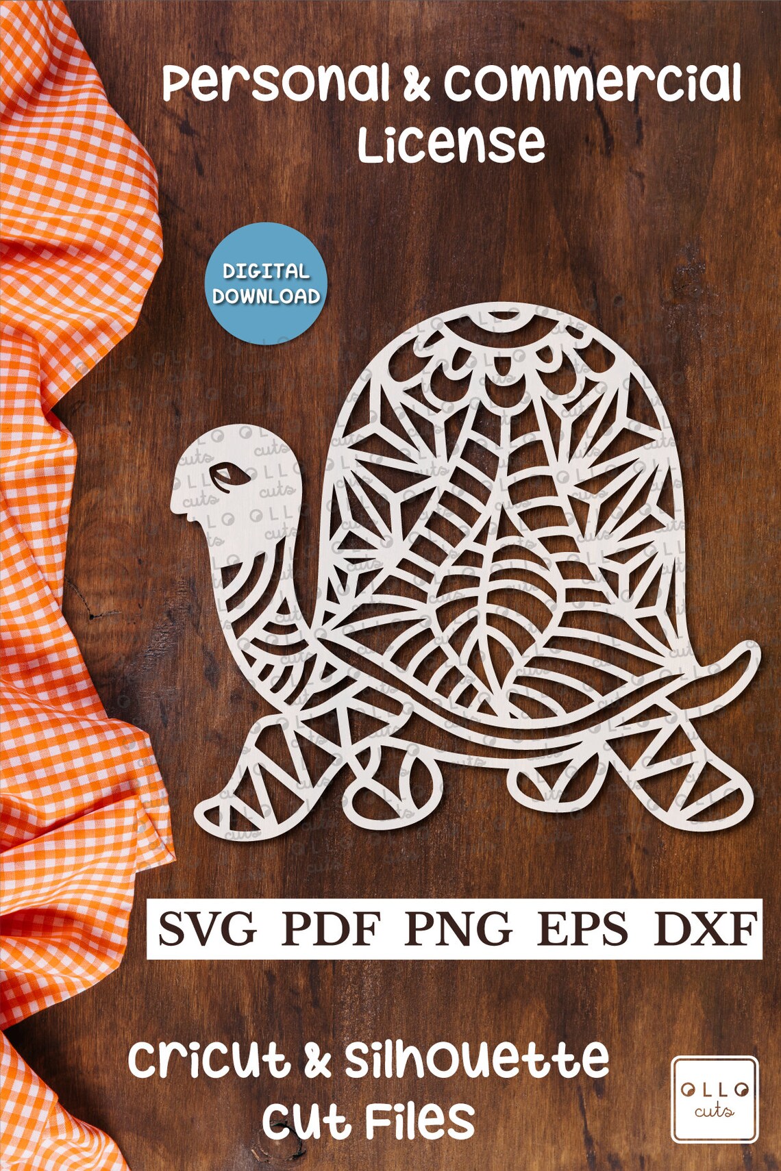 Turtle Art SVG, Cutting File for Cricut & Silhouette, Tortoise Paper ...