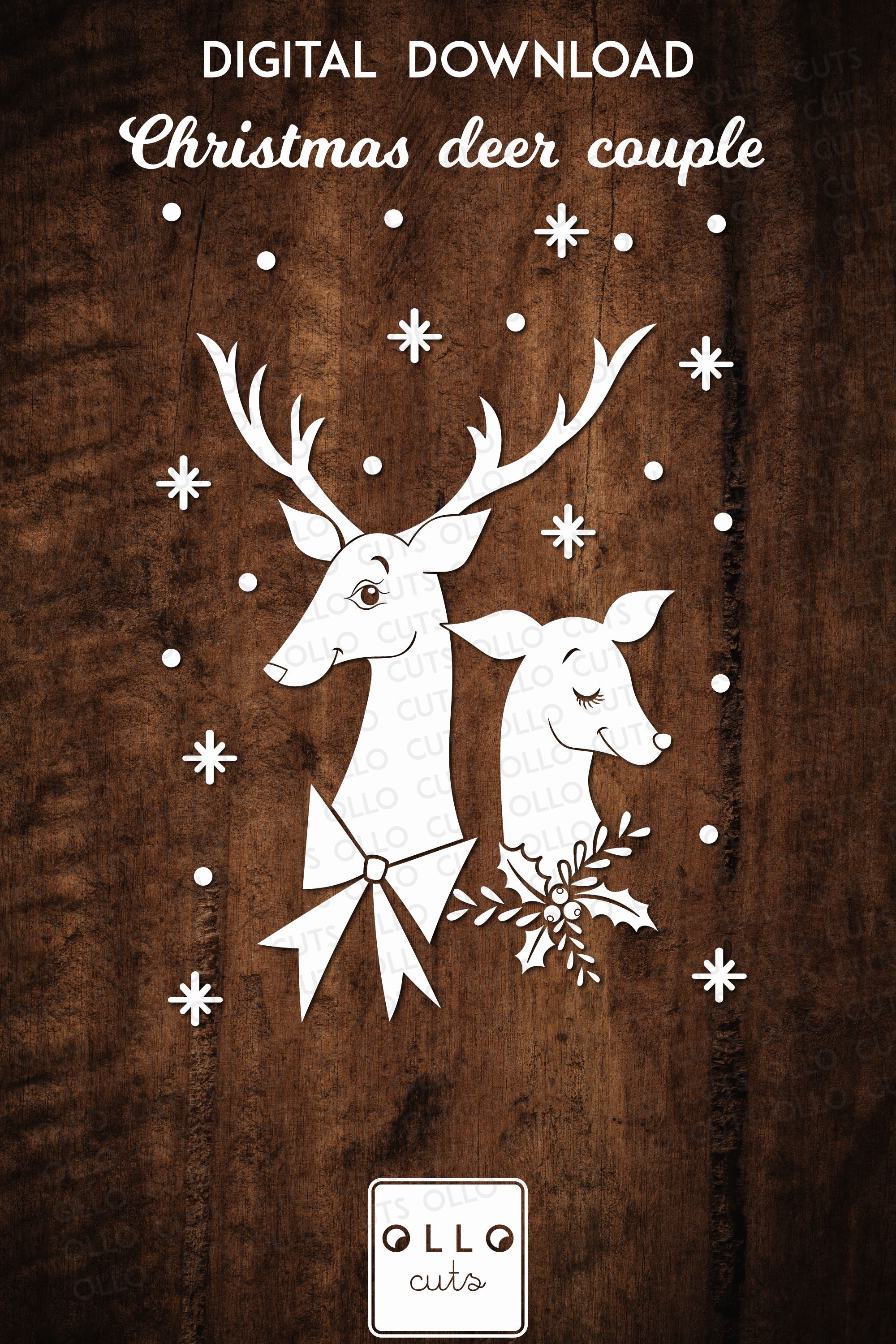 Deer Couple Svg Christmas Cutting File for Cricut & Silhouette. Xmas ...
