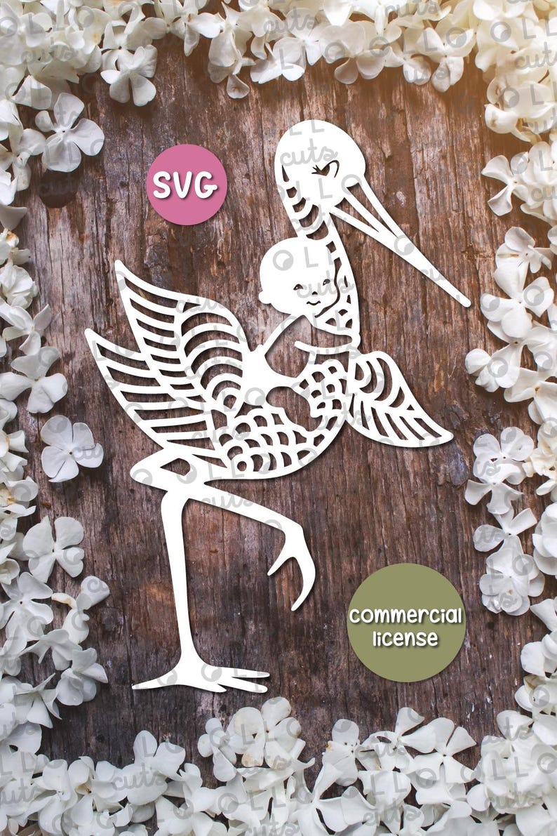 8 Stork SVG Bundle - Designs for Cricut & Paper Cutting. Baby Shower ...